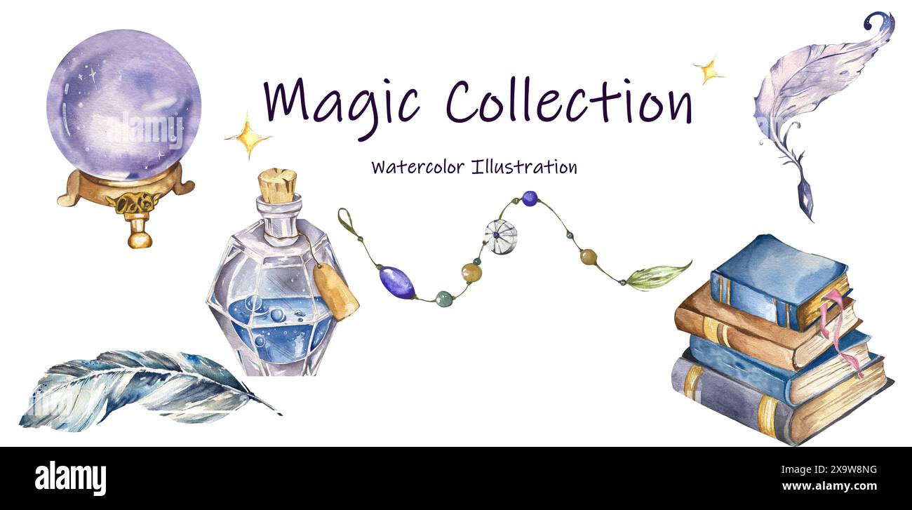 Set Halloween. Mystic Collection. Magic Ball, Stars, Potion Bottle ...