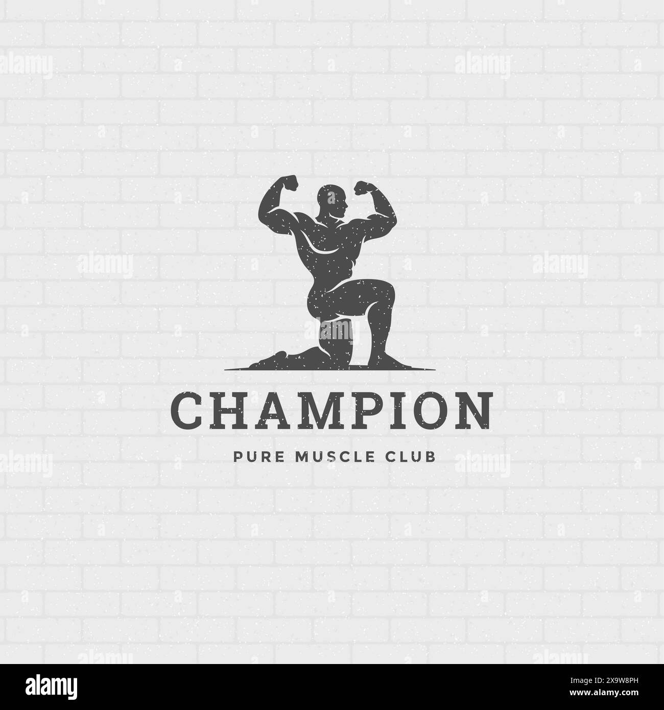 Bodybuilder man logo or badge vector illustration male bodybuilding ...