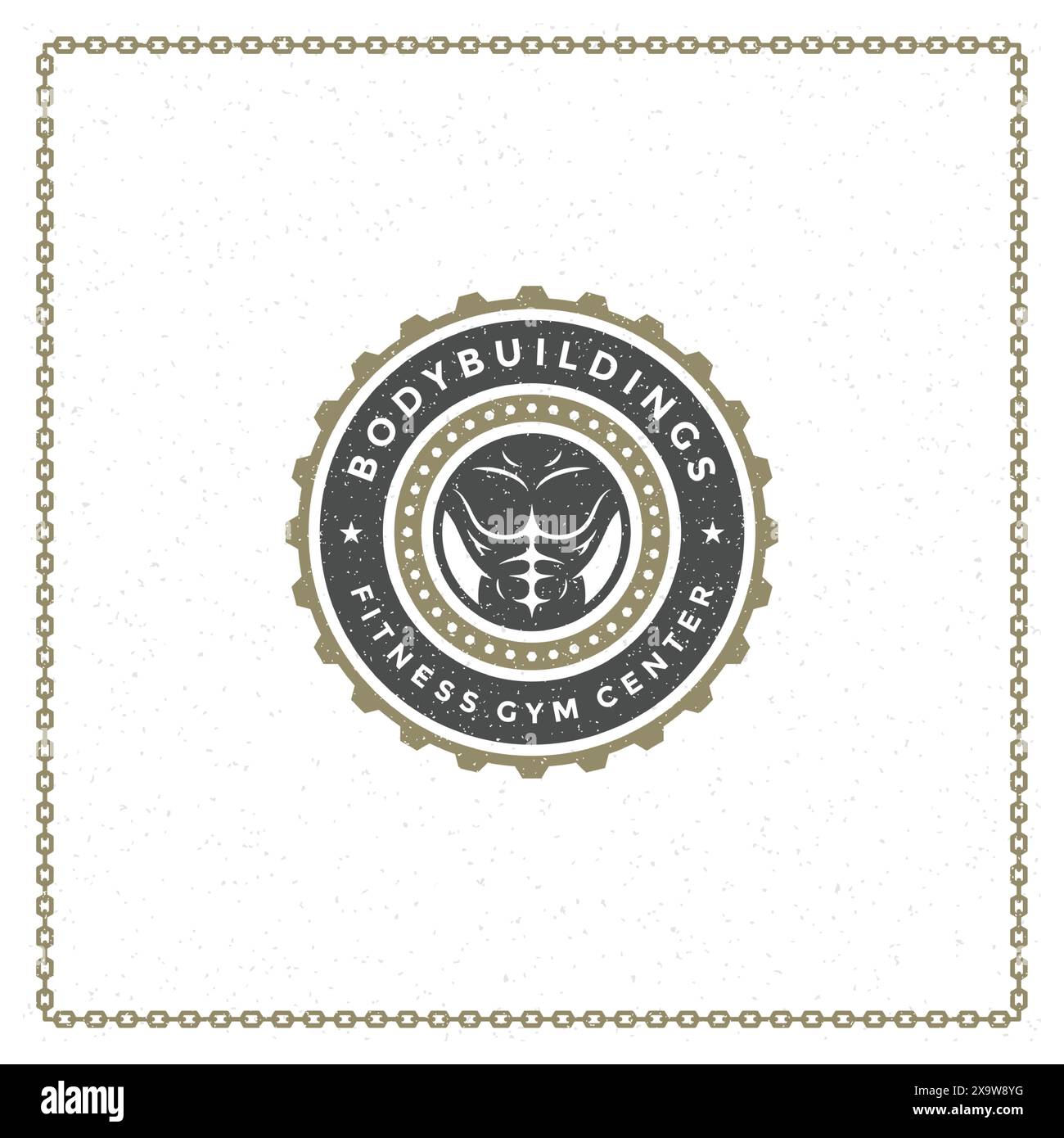 Fitness gym badge or emblem vector illustration. Bodybuilder man ...