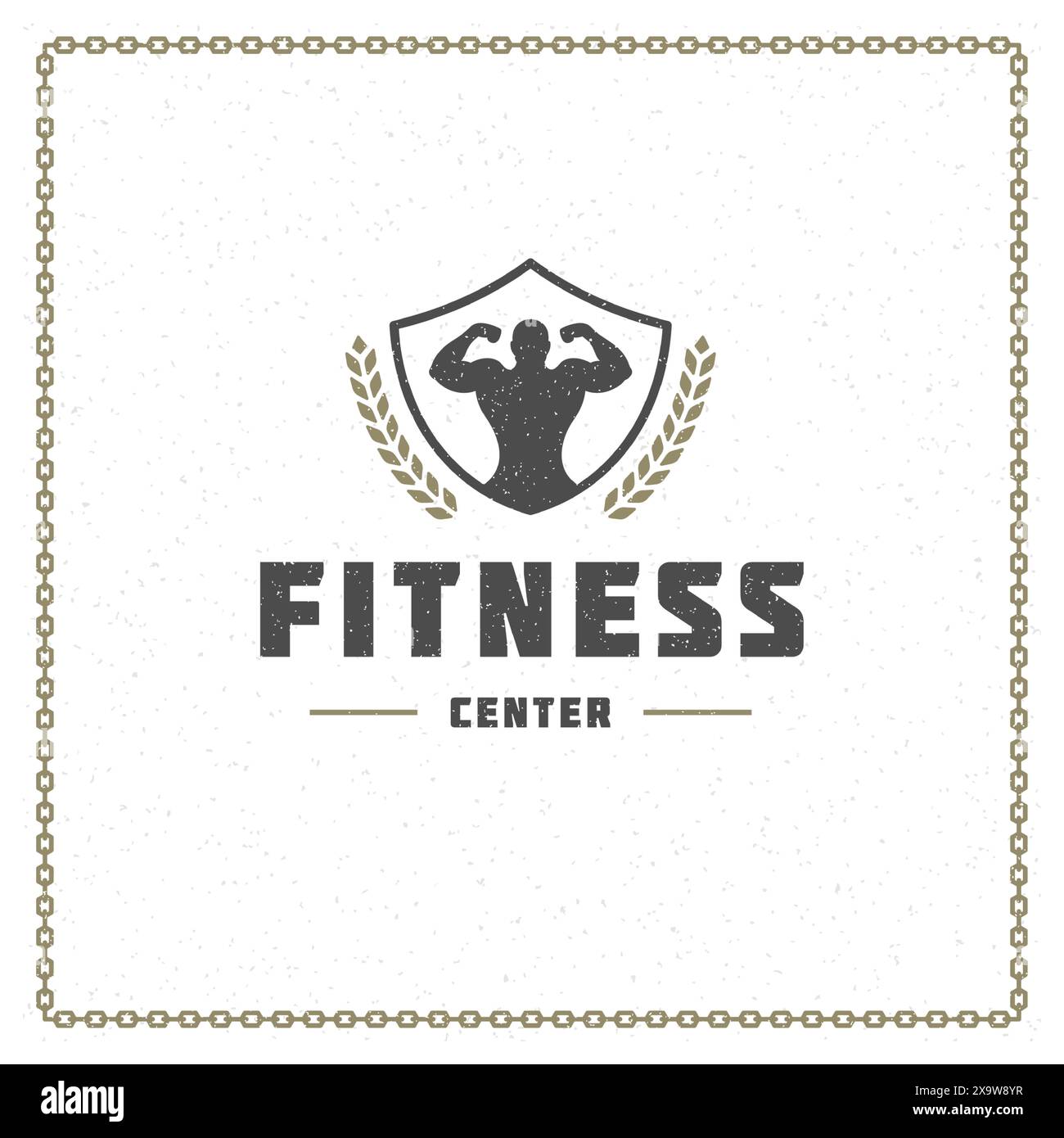 Fitness gym badge or emblem vector illustration. Bodybuilder man ...