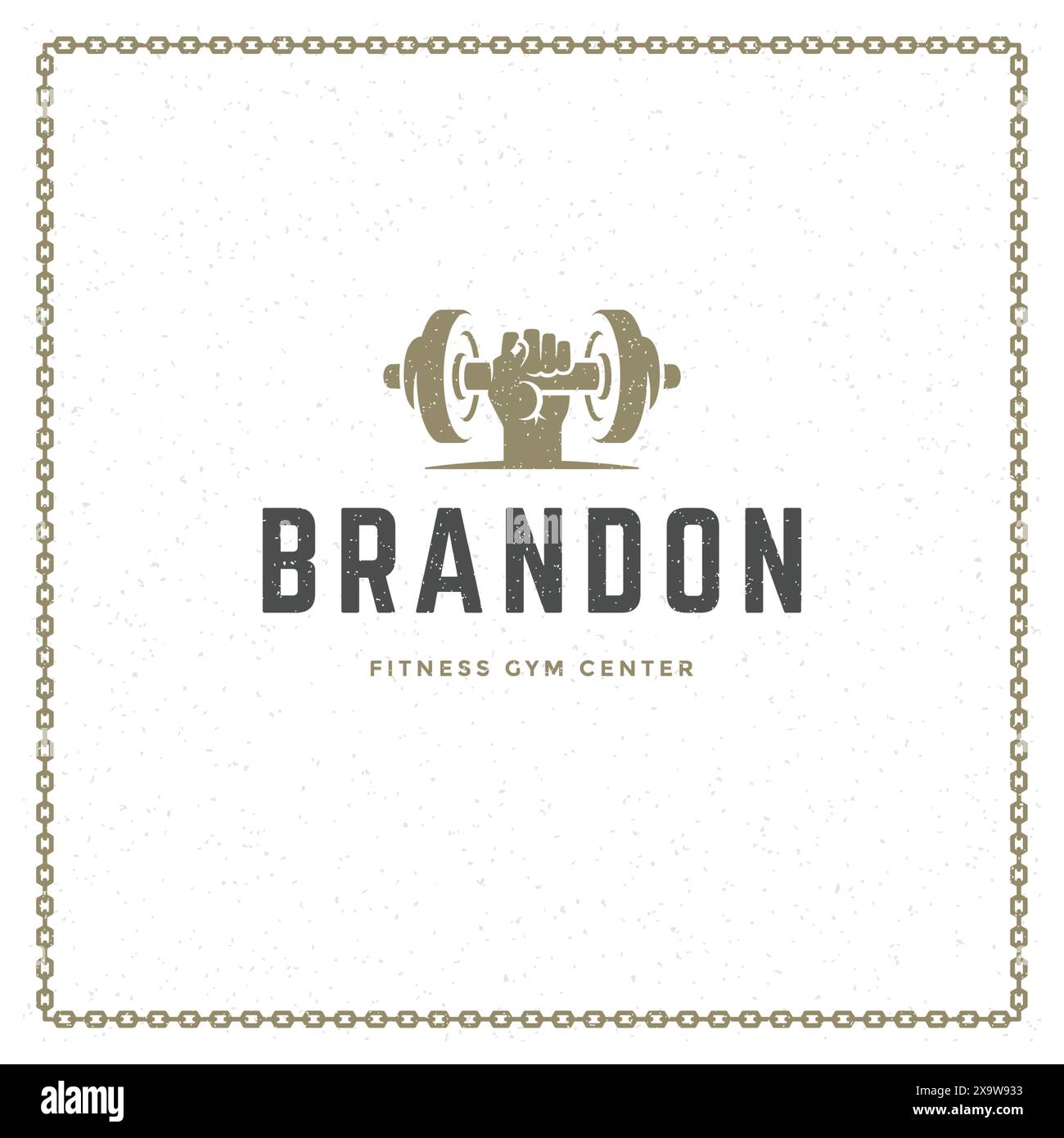 Fitness gym badge or emblem vector illustration. Bodybuilder man hand ...