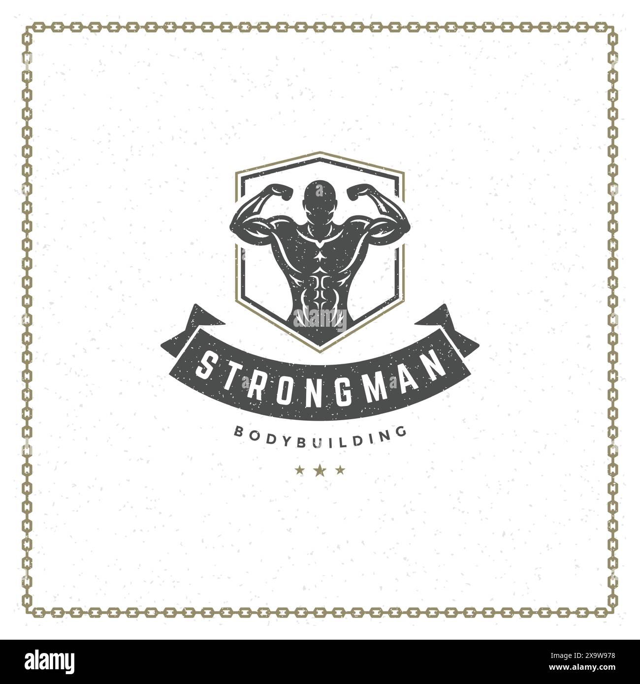 Fitness gym badge or emblem vector illustration. Bodybuilder man ...