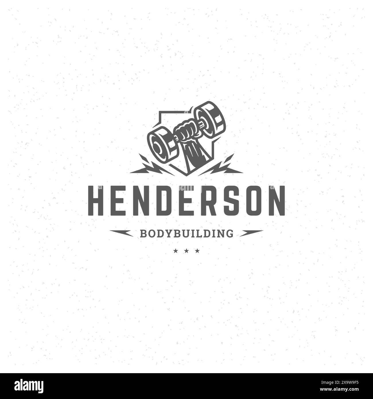 Bodybuilding logo or badge vector illustration male hand holding ...