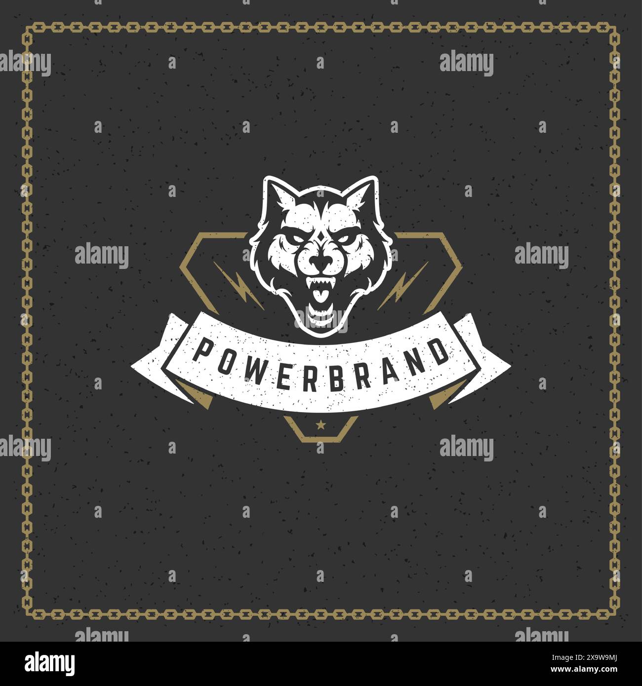 Predator badge or emblem vector illustration. Wolf head silhouette for ...