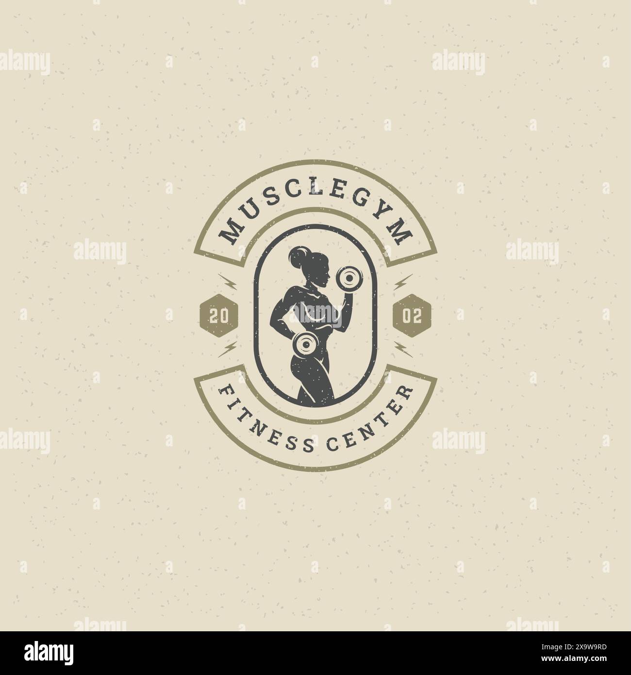 Bodybuilder woman logo or badge vector illustration female lifting ...