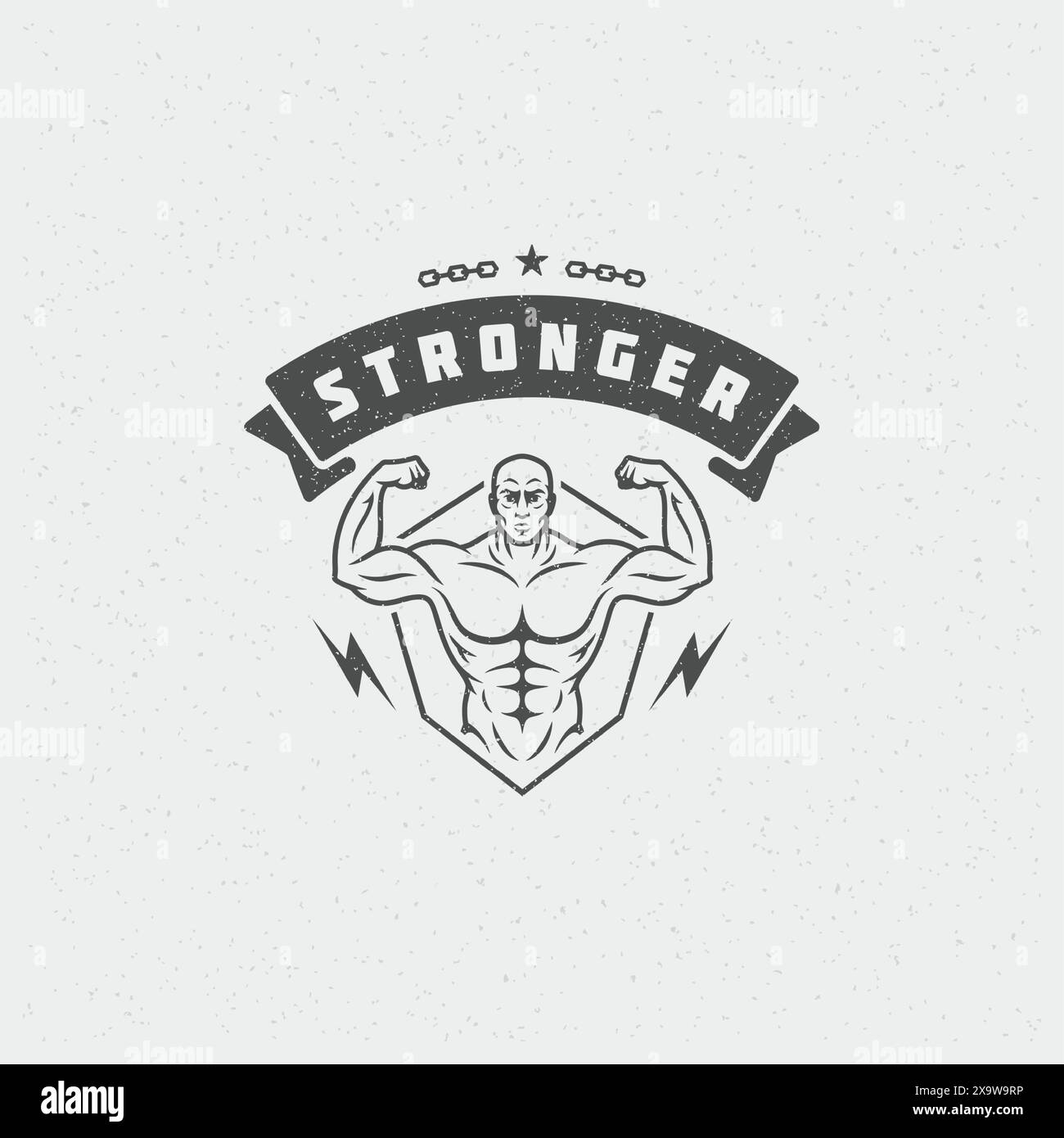 Bodybuilder man logo or badge vector illustration male bodybuilding ...