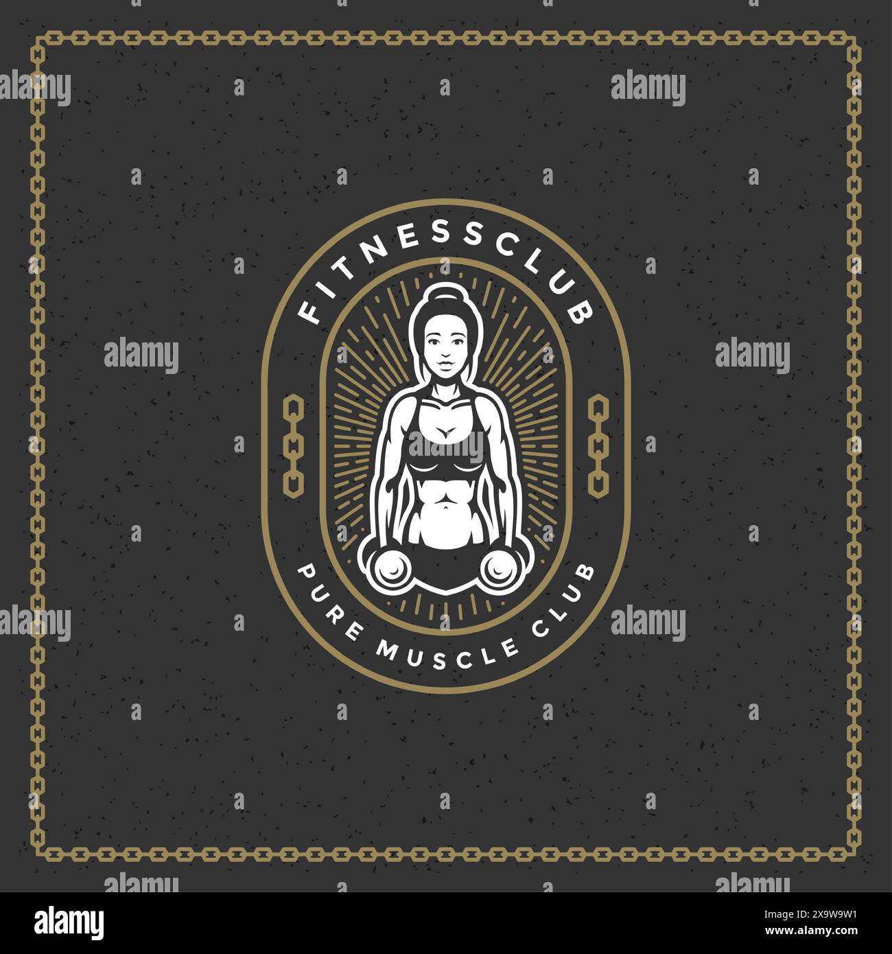 Bodybuilder female logo or badge vector illustration, female lifting ...