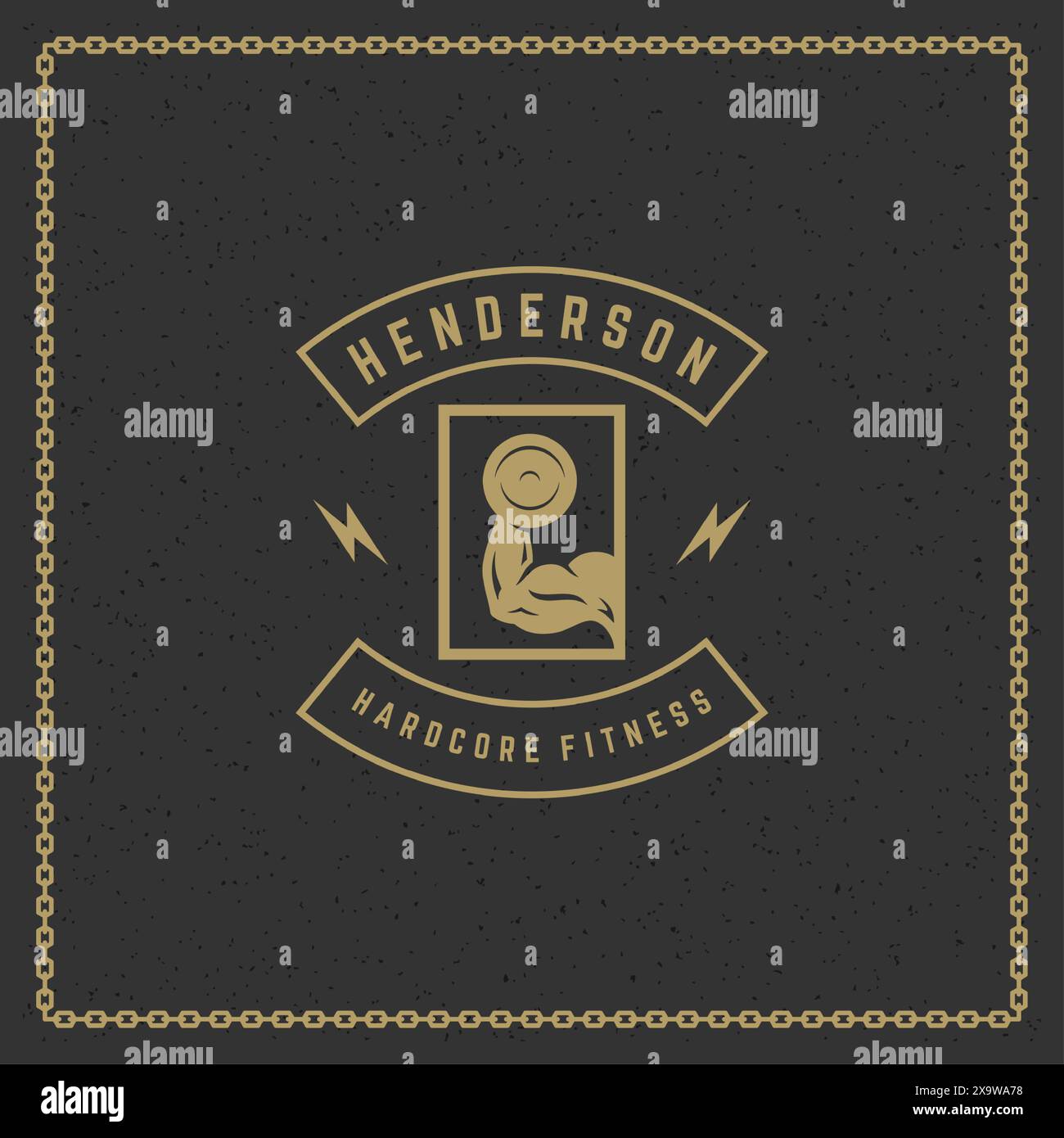 Man biceps logo or badge vector illustration, male hand holding ...