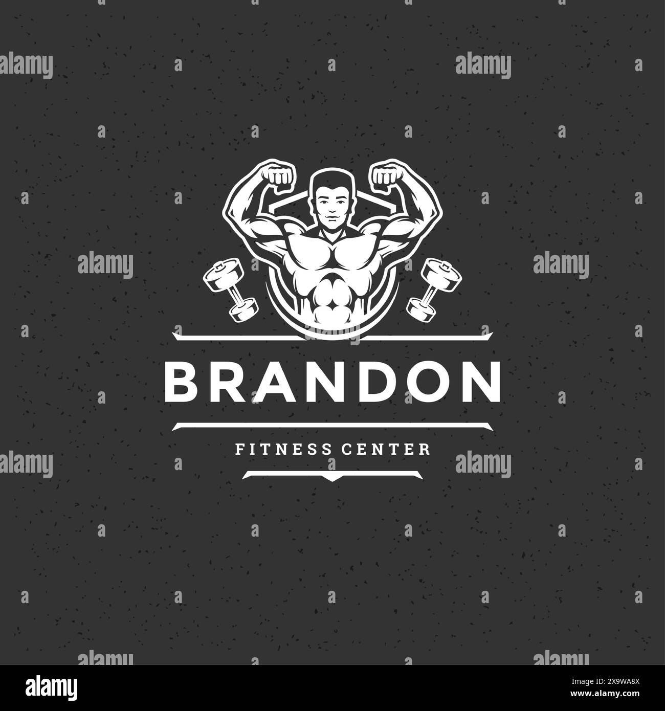Bodybuilder man logo or badge vector illustration male bodybuilding ...