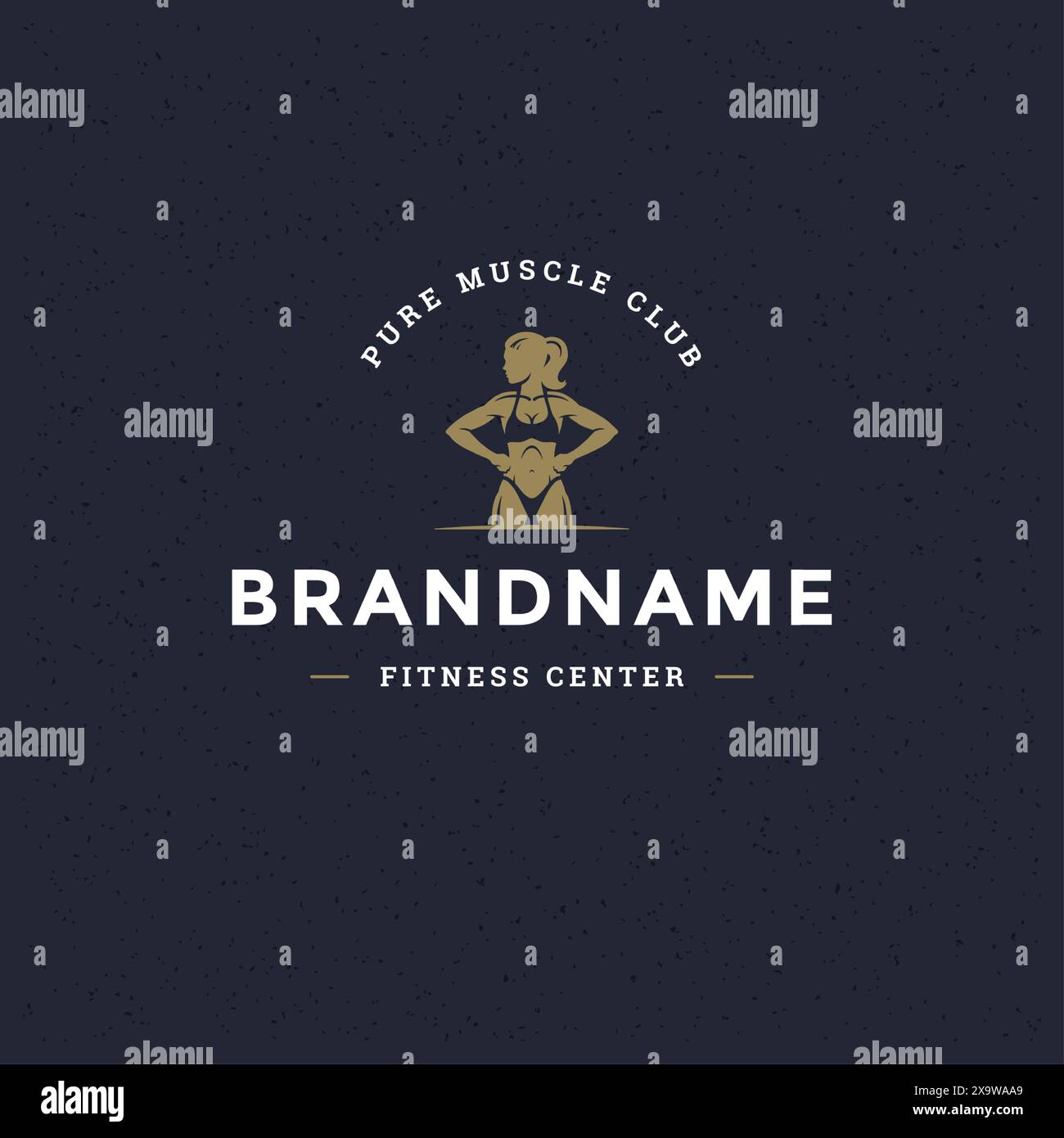 Bodybuilder woman logo or badge vector illustration female bodybuilding ...