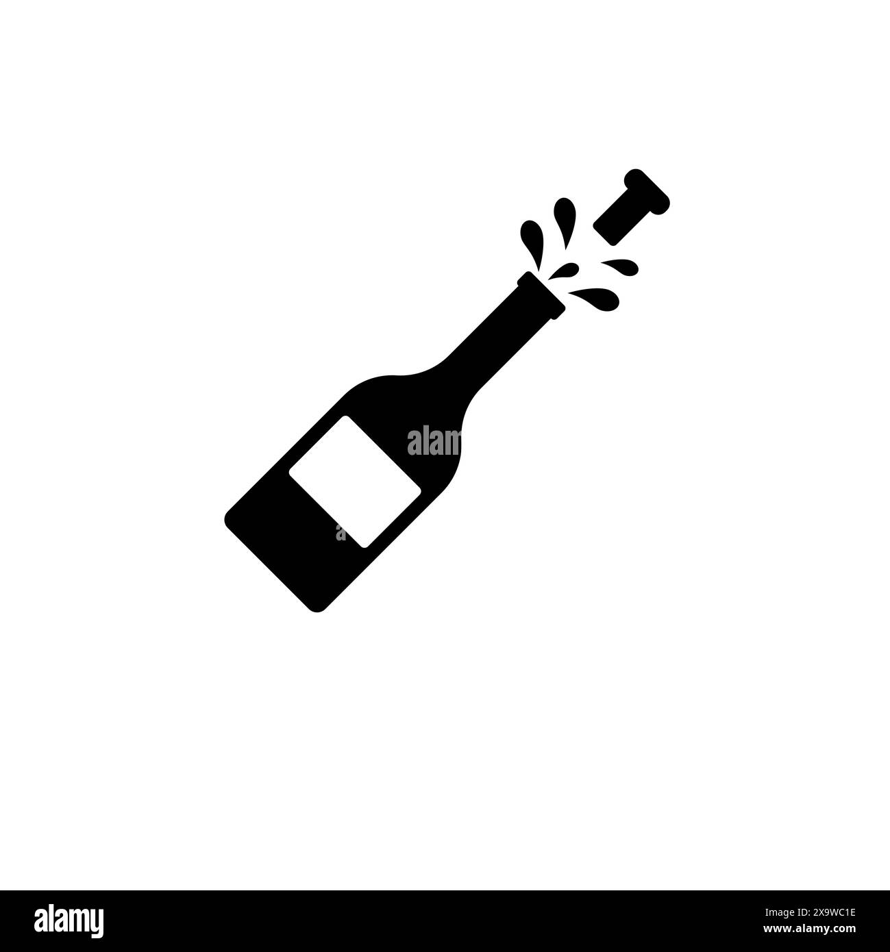 Opened Champagne Bottle, Cork Explosion Solid Flat Vector Icon Isolated ... Opened Champagne Bottle, Cork Explosion Solid Flat Vector Icon Isolated ...