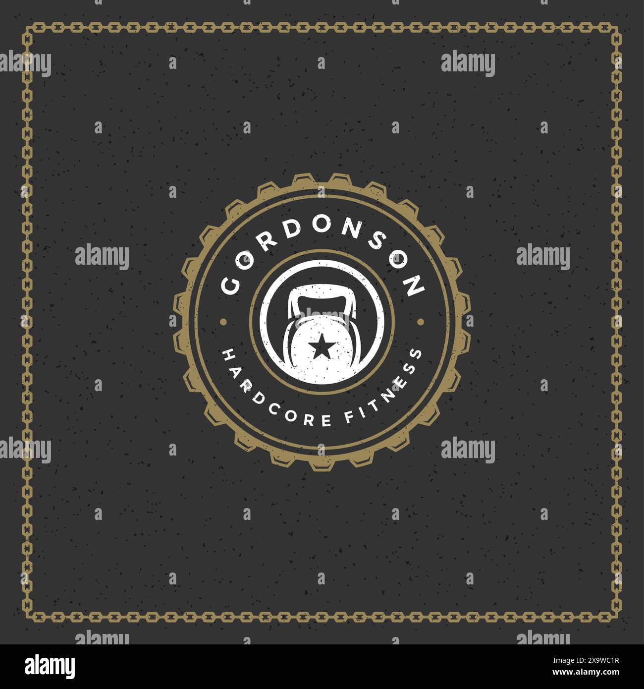 Fitness gym badge or emblem vector illustration. Kettlebell silhouette ...