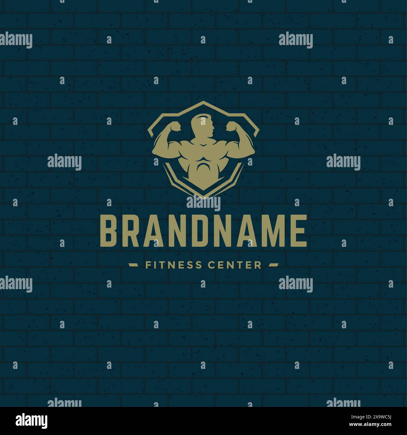 Bodybuilder man logo or badge vector illustration male bodybuilding ...