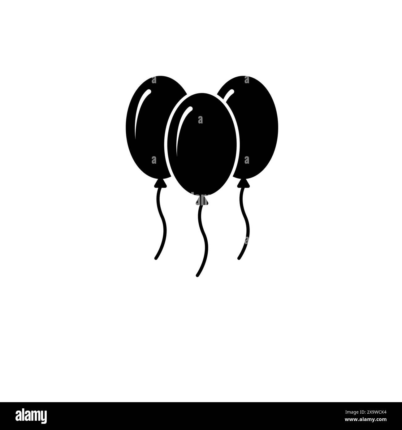 Party Helium Balloons Solid Flat Vector Icon Isolated on White ...