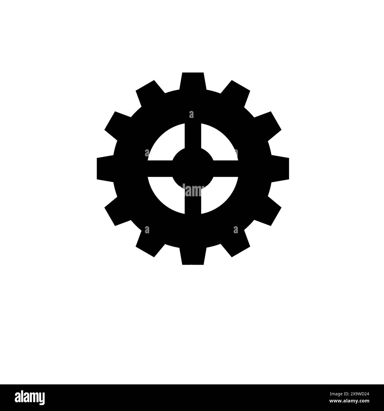 Cog Settings, Gear Solid Flat Vector Icon Isolated on White Background ...