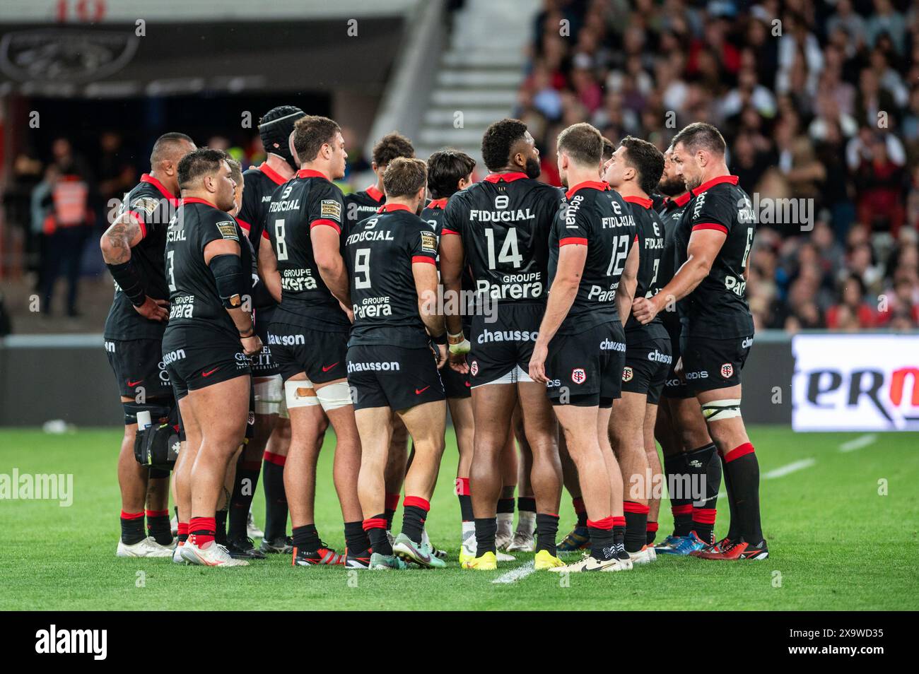 Players Of Toulouse During The French Championship Top 14 Rugby Union