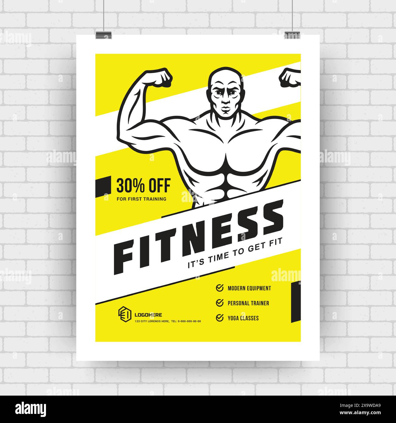 Fitness center flyer modern typographic layout, event cover design ...