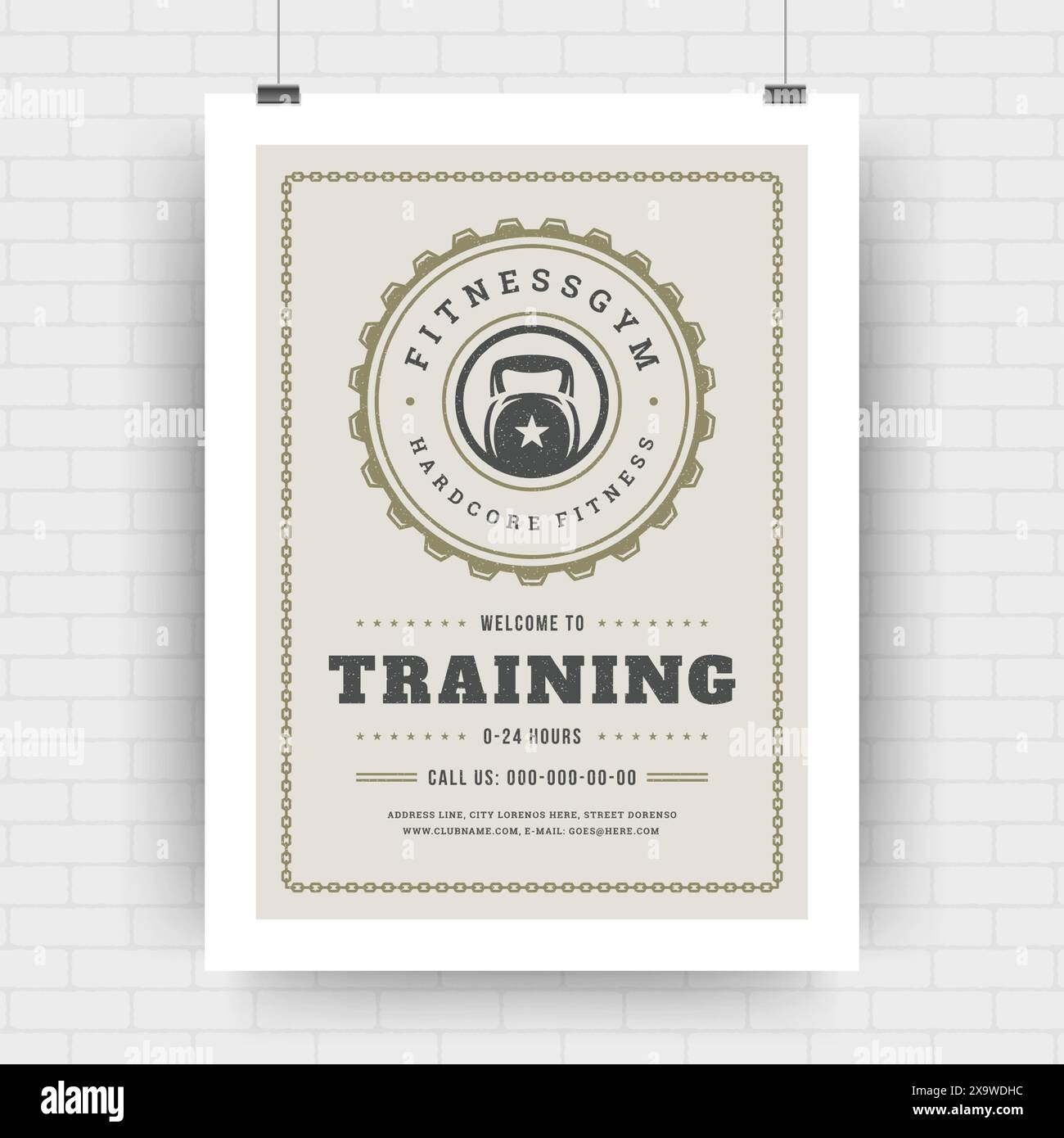 Fitness center flyer modern typographic layout, event cover design ...