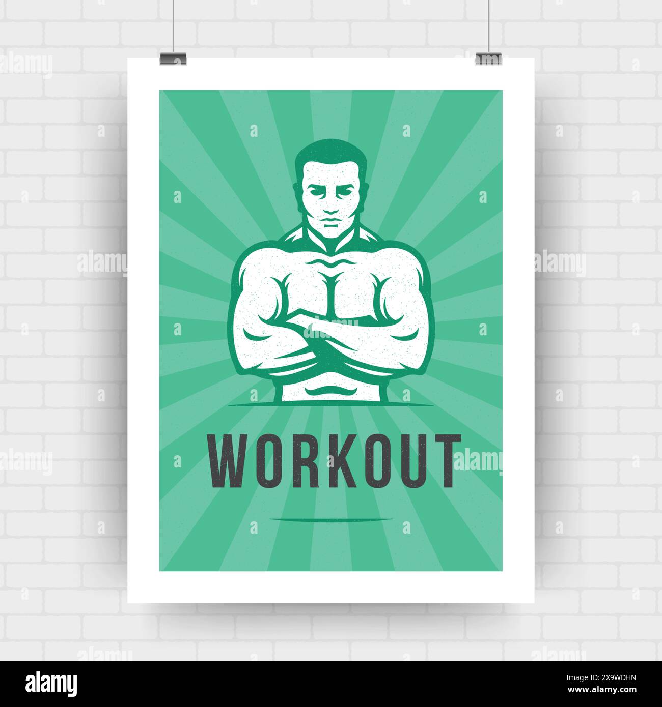 Fitness motivation poster retro typographic quote design template A4 ...