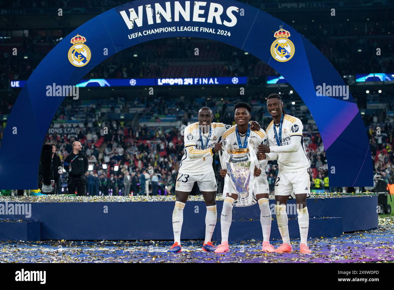 LONDON, ENGLAND - JUNE 1: Ferland Mendy, Aurelien Tchouameni and ...