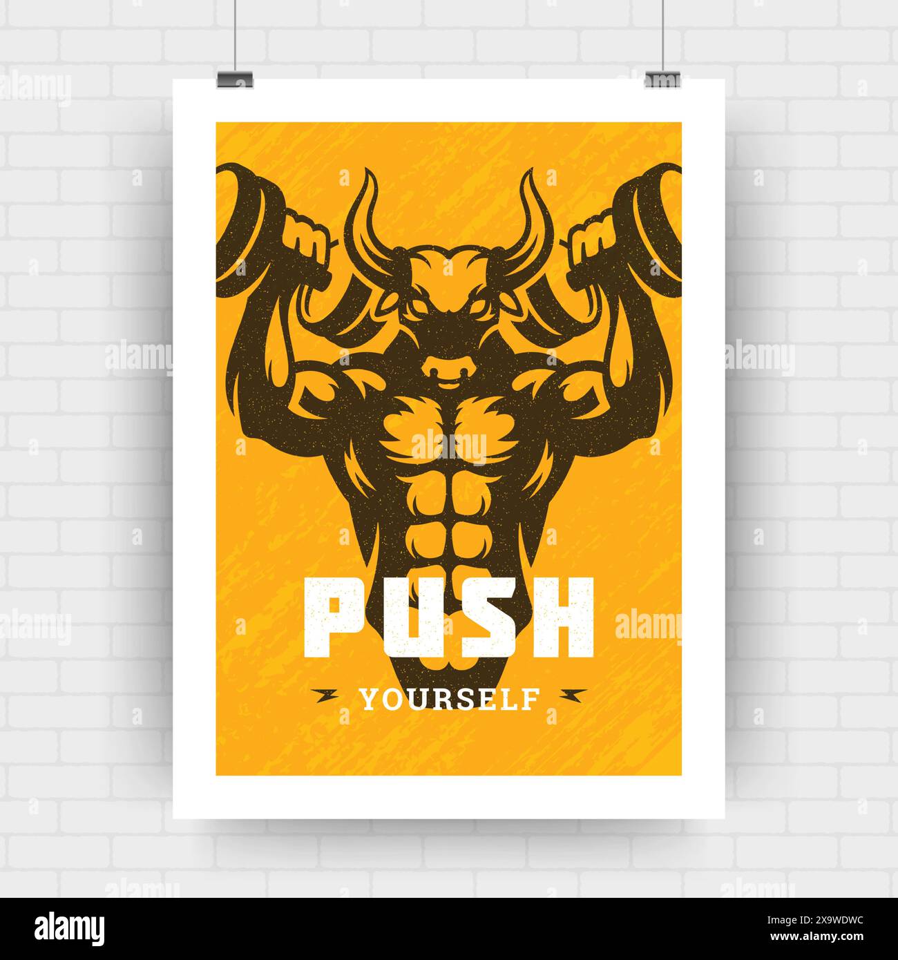 Fitness motivation poster retro typographic quote design template A4 ...