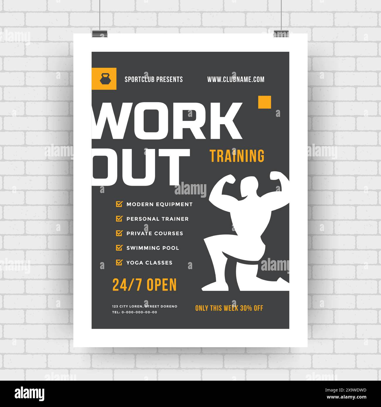 Fitness flyer layout template design for sport event, tournament or ...