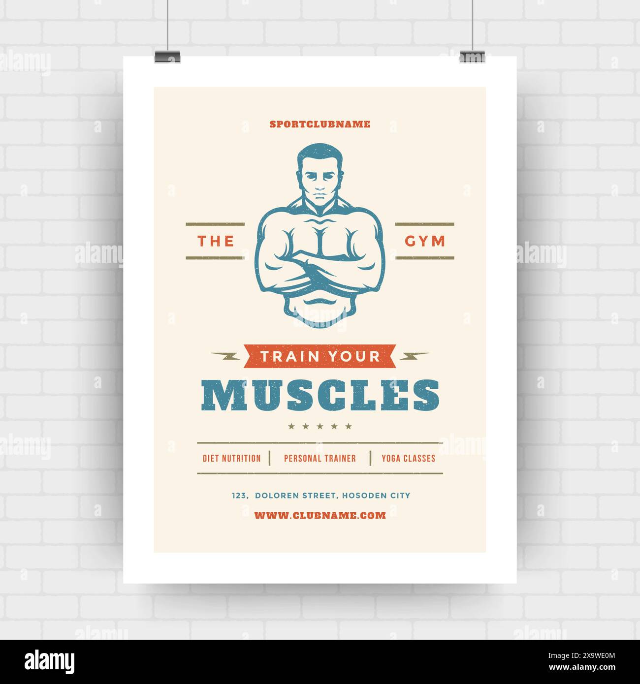 Fitness center flyer modern typographic layout, event cover design ...