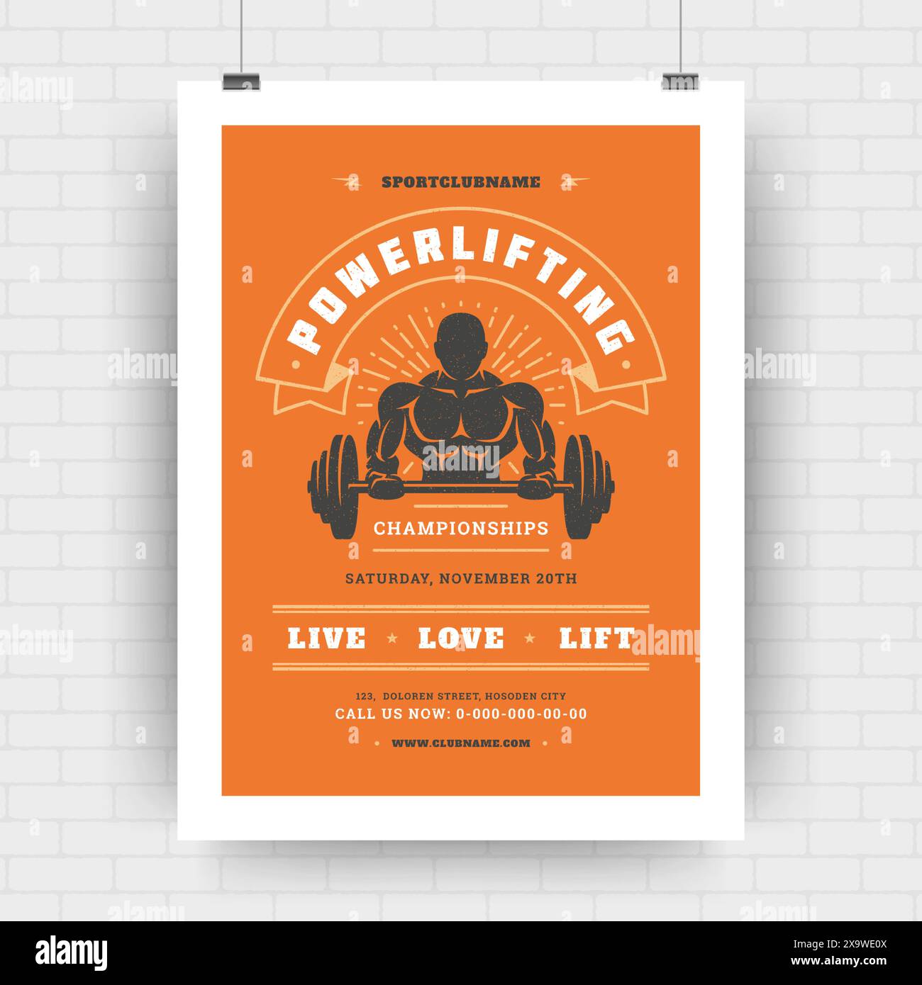 Fitness Center Flyer Modern Typographic Layout Event Poster Design Template A4 Size With