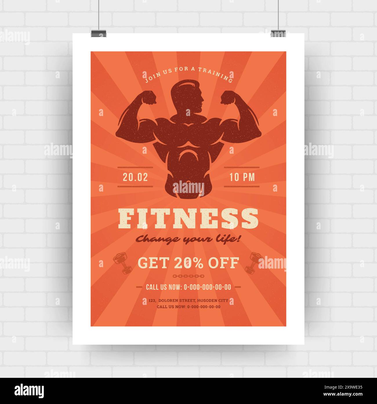 Fitness center flyer modern typographic layout, event cover design ...