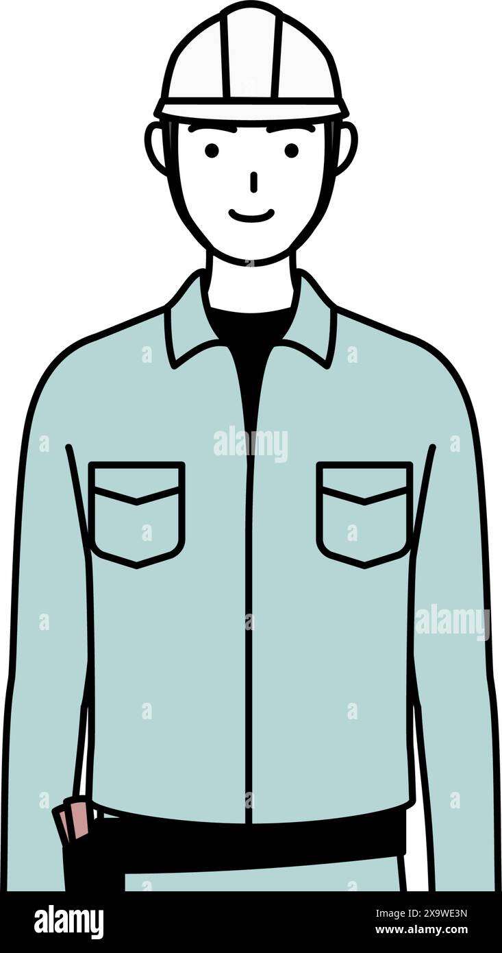 Man in helmet and workwear with a smile facing forward, Vector ...
