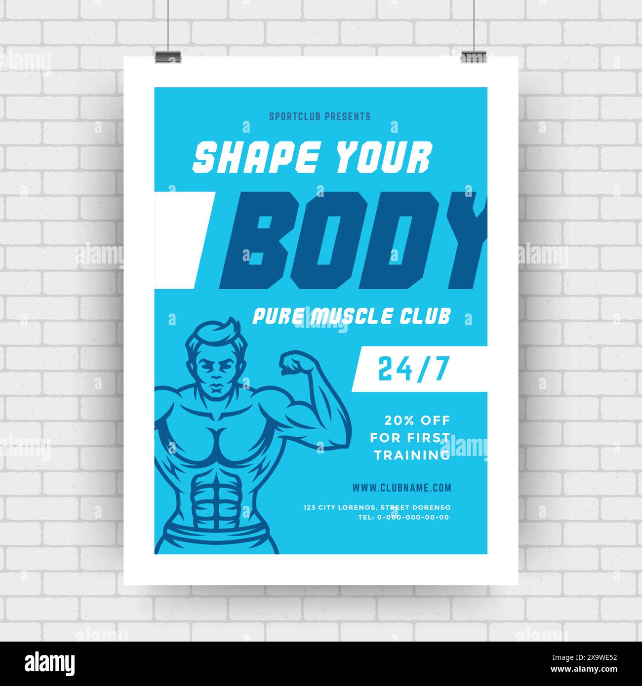 Fitness center flyer modern typographic layout, event cover design ...