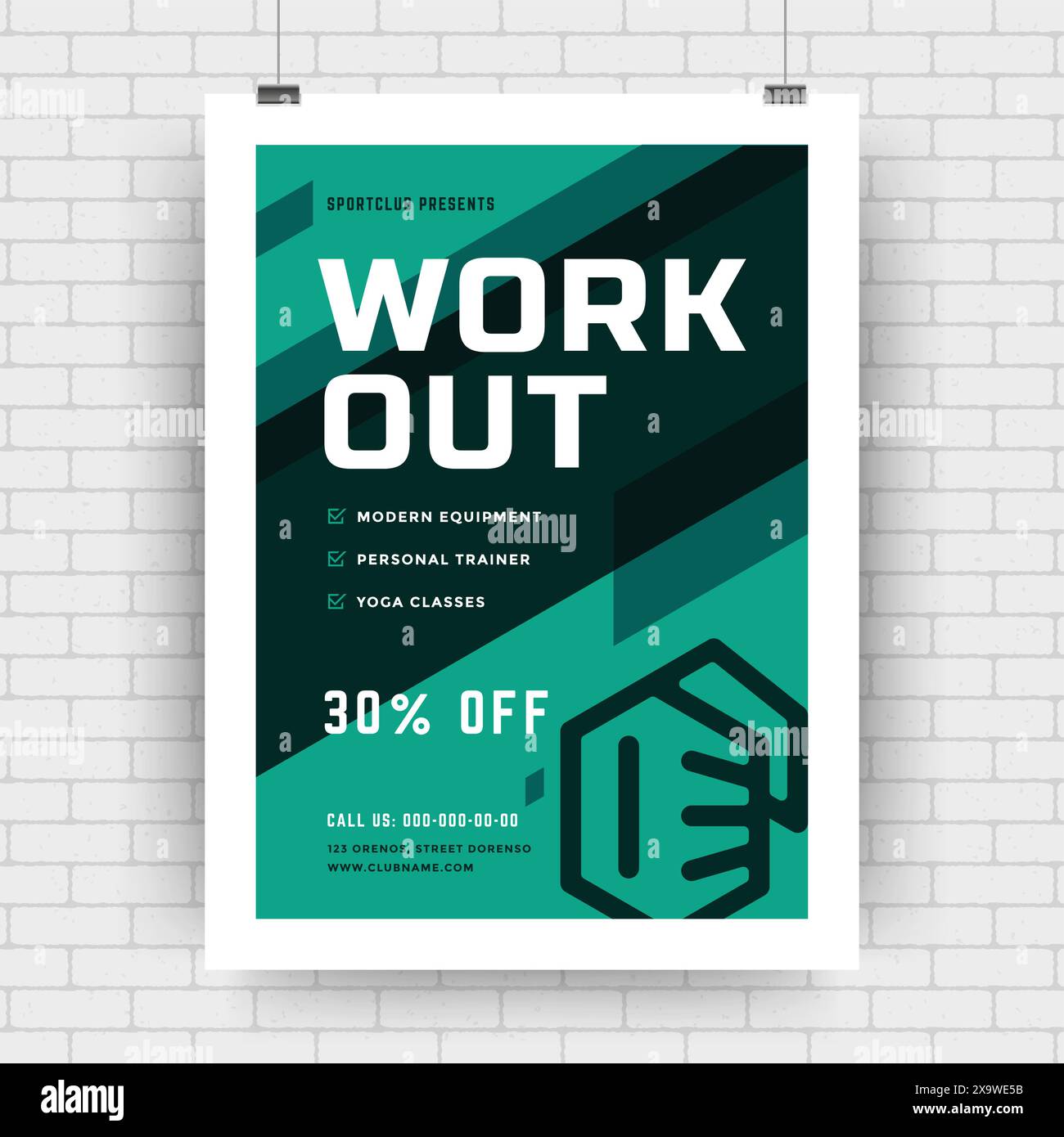 Fitness center flyer modern typographic layout event cover design ...