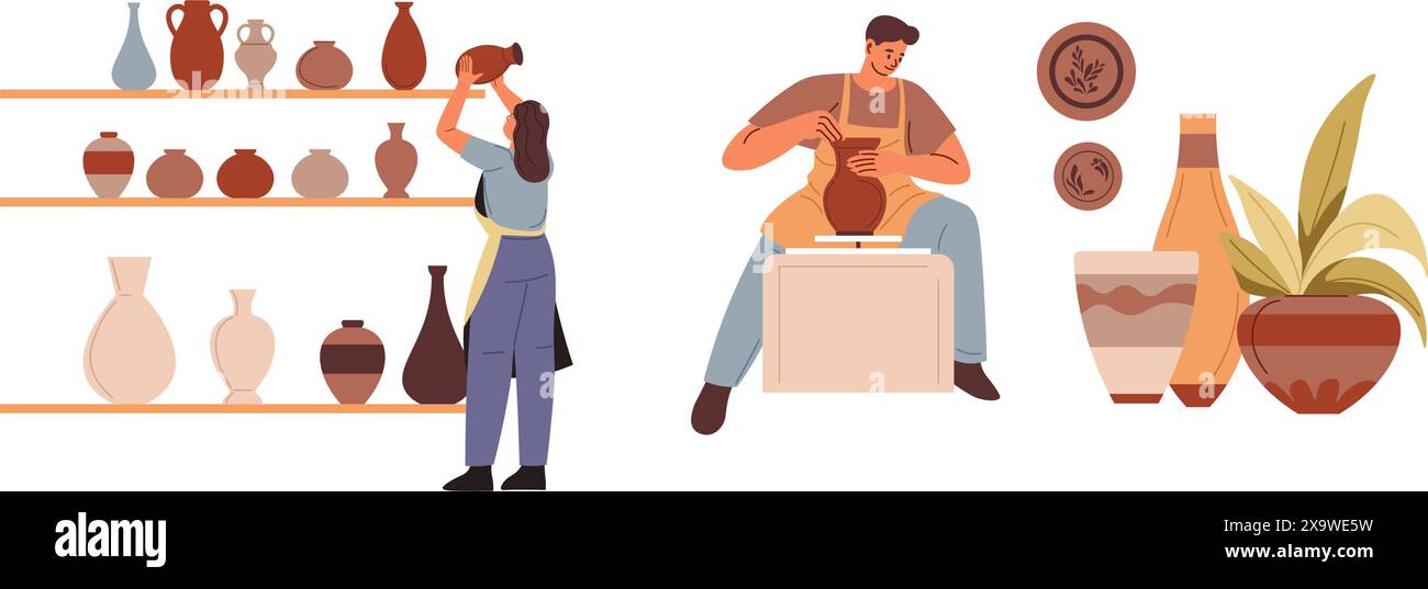 Pottery in Class Participants Vector Stock Vector Image & Art - Alamy