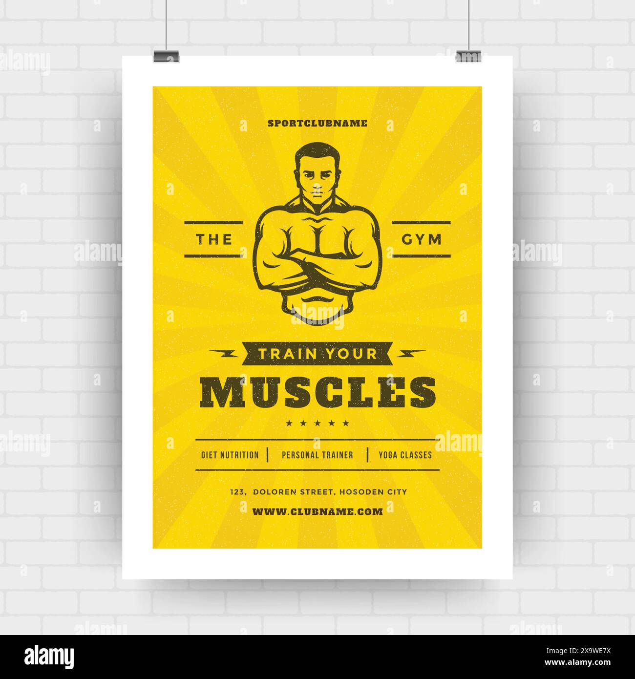 Fitness center flyer modern typographic layout event cover design ...