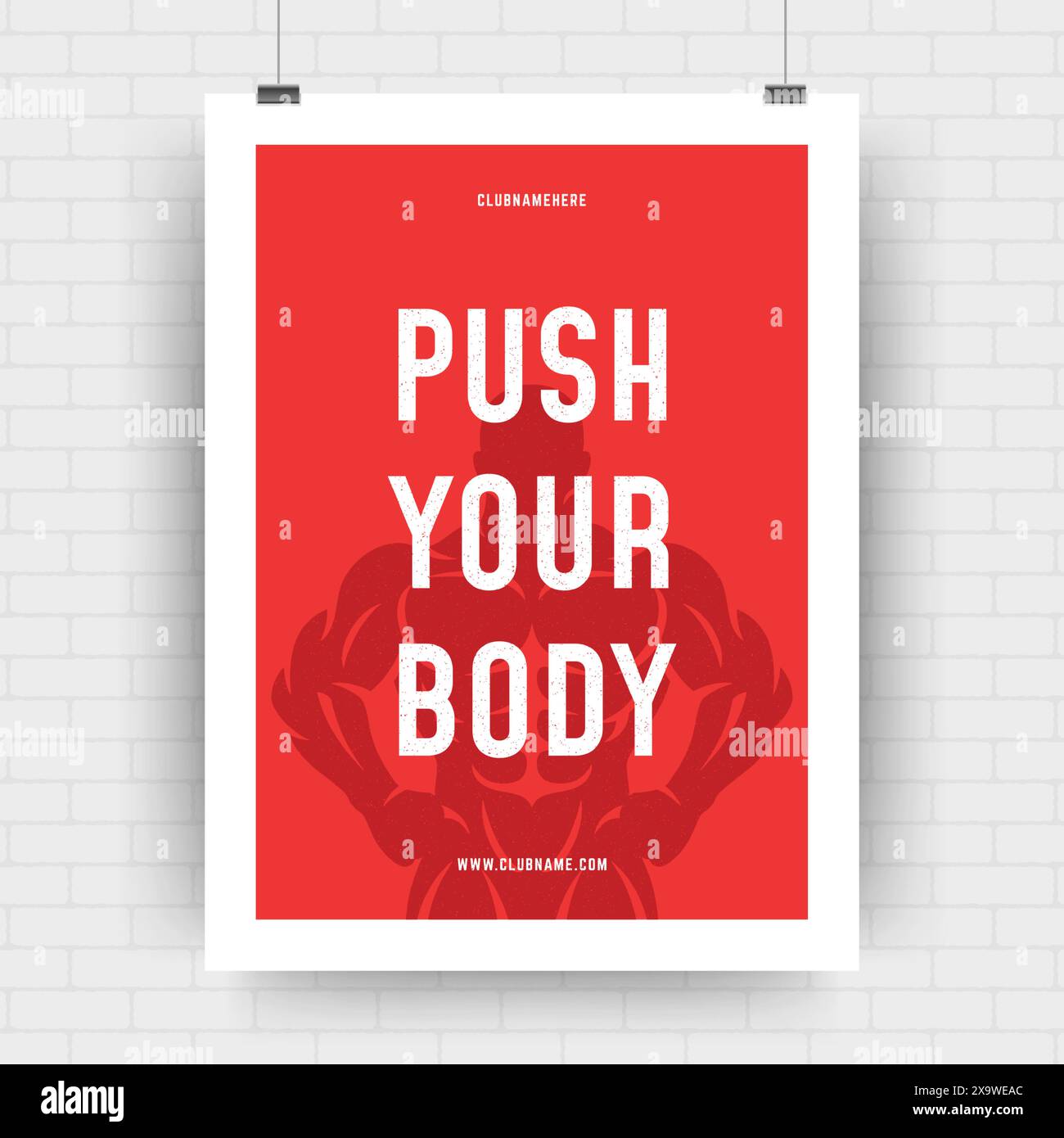 Fitness motivation poster retro typographic quote design template A4 ...