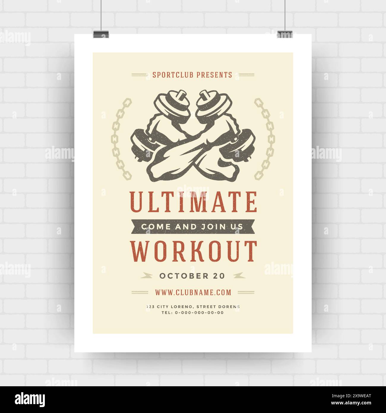 Fitness center flyer modern typographic layout, event poster design ...