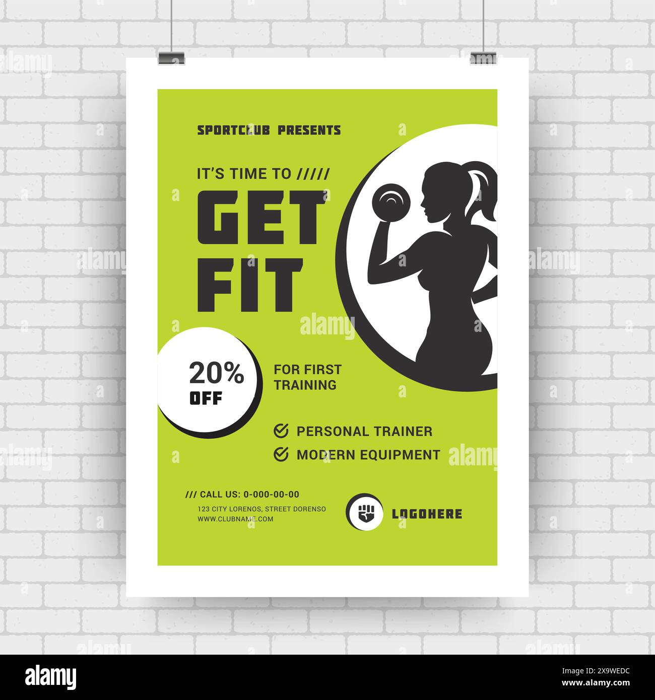 Fitness center flyer modern typographic layout event cover design ...