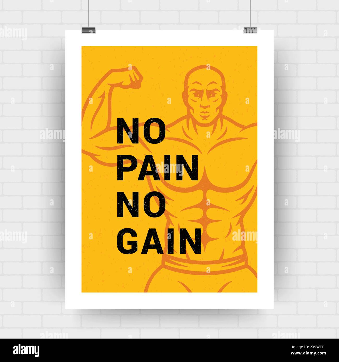 Fitness motivation poster retro typographic quote design template A4 ...