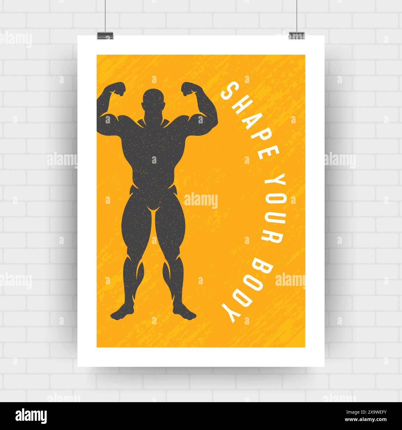 Fitness motivation poster retro typographic quote design template with ...