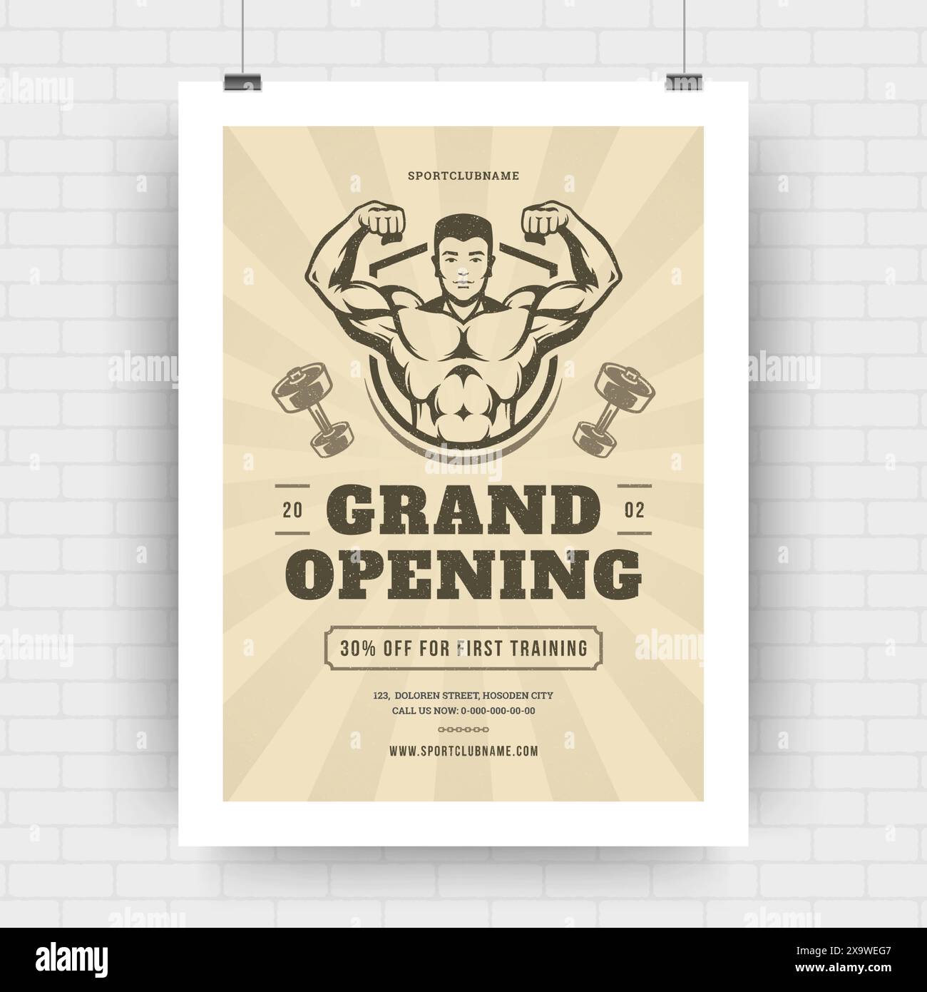 Fitness center flyer modern typographic layout, event poster design ...