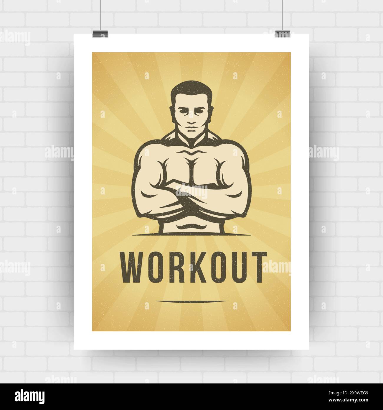 Fitness motivation poster retro typographic quote design template A4 ...