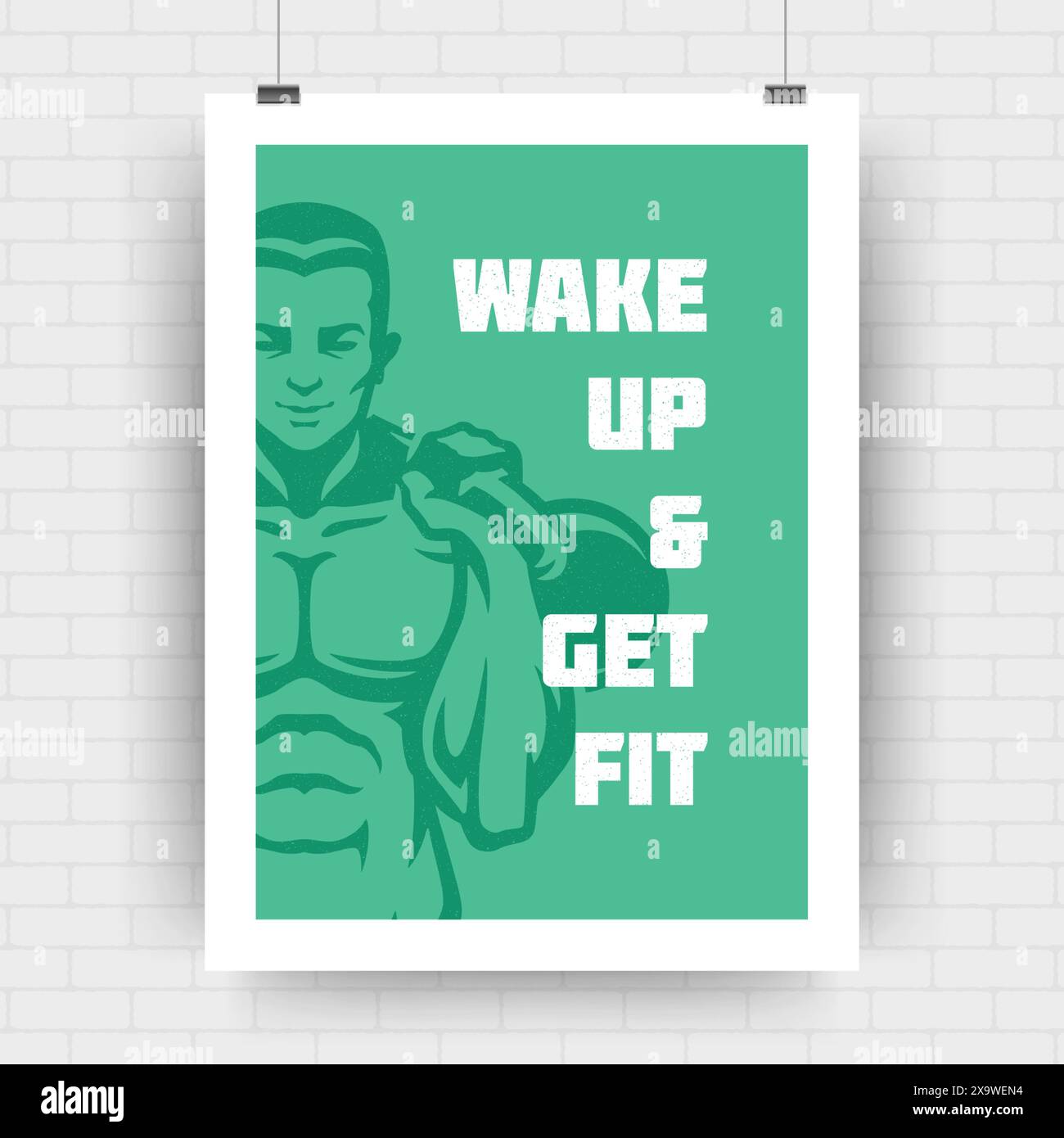 Fitness motivation poster retro typographic quote design template A4 ...
