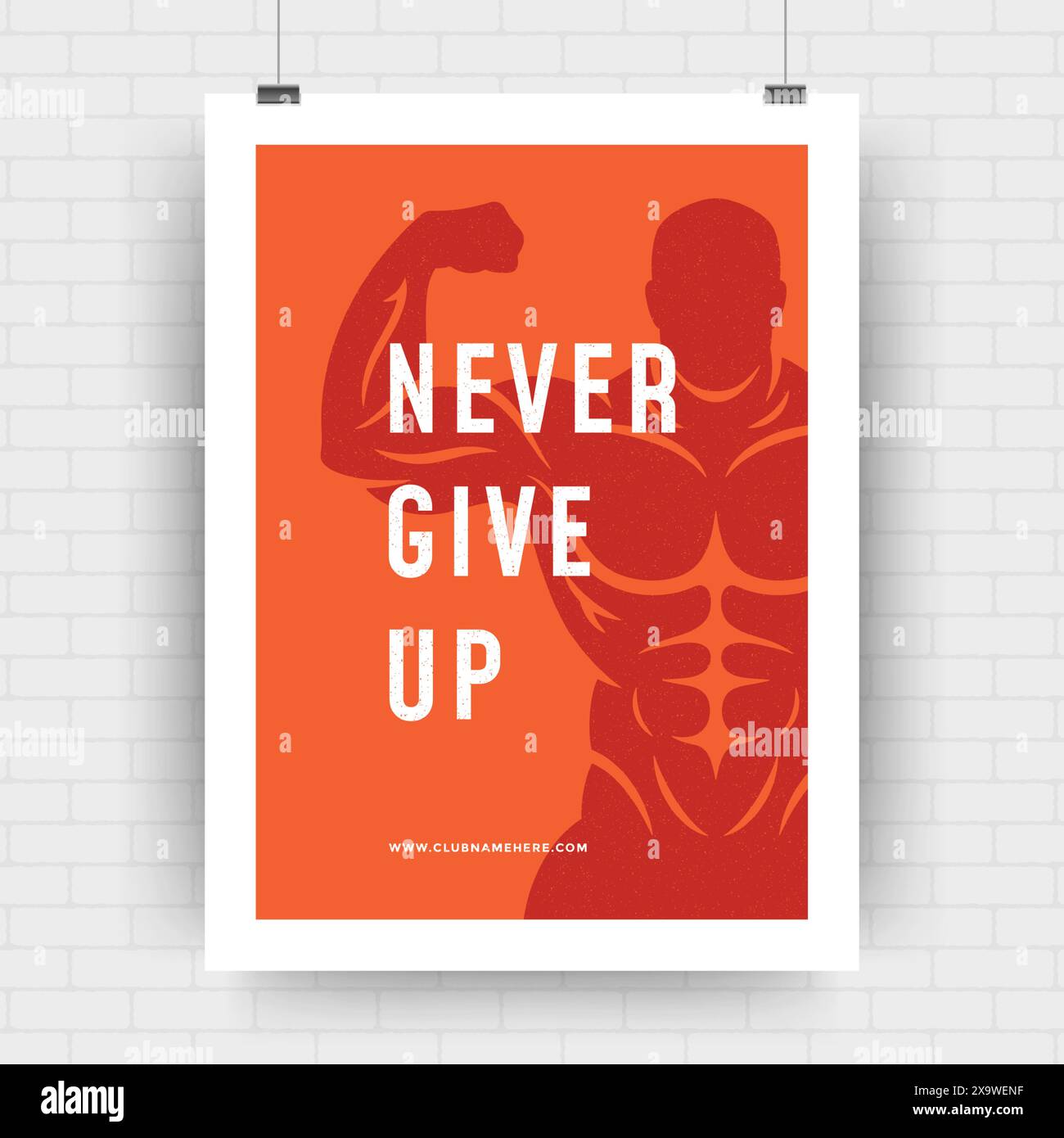 Fitness motivation poster retro typographic quote design template with ...