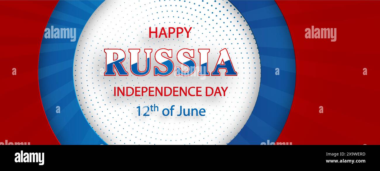Happy Independence day of Russia card with bleu and red paper cut style ...
