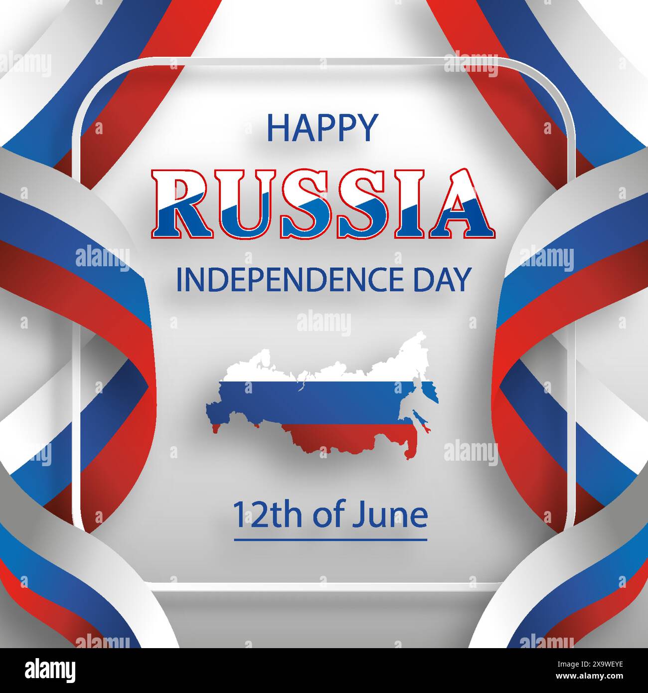 Happy Independence day of Russia card with bleu and red paper cut style ...