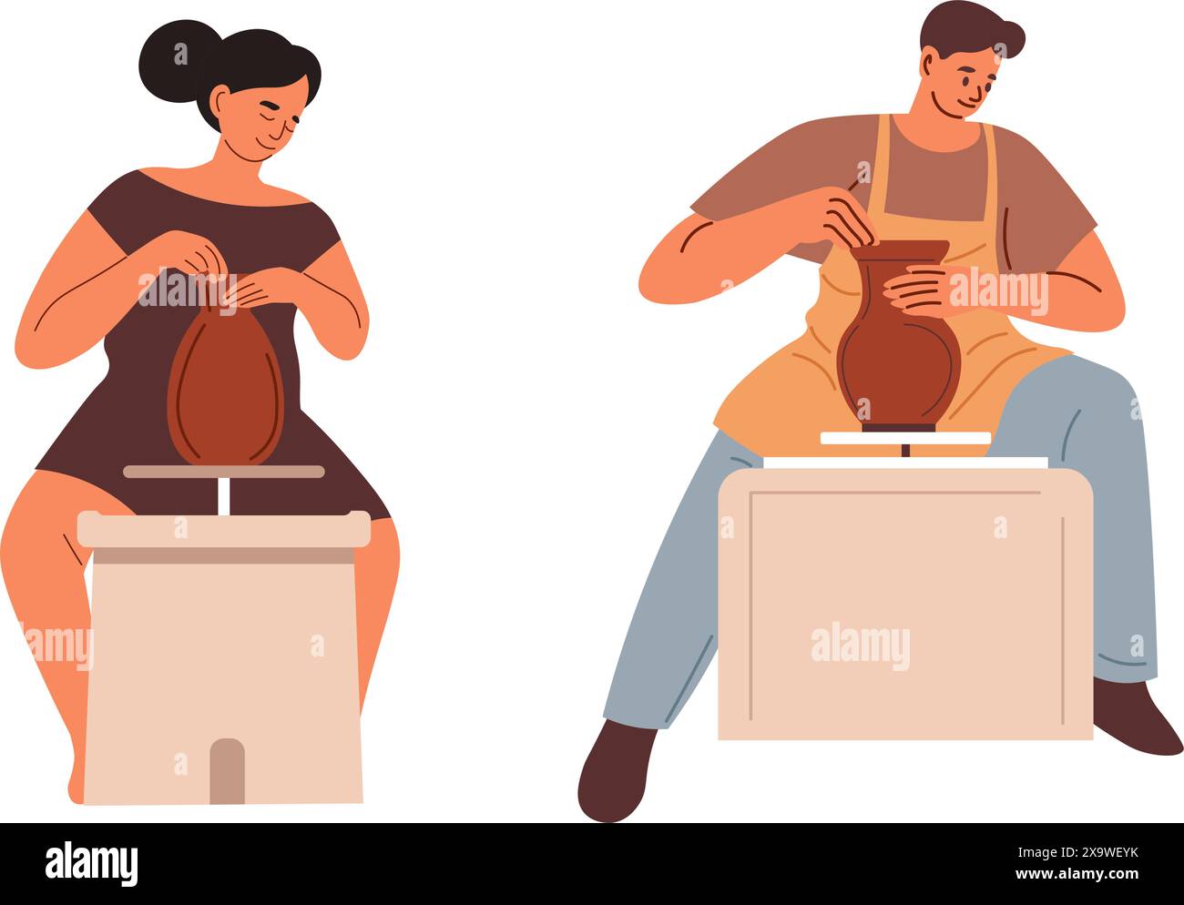 Pottery in Class Participants Vector Stock Vector Image & Art - Alamy