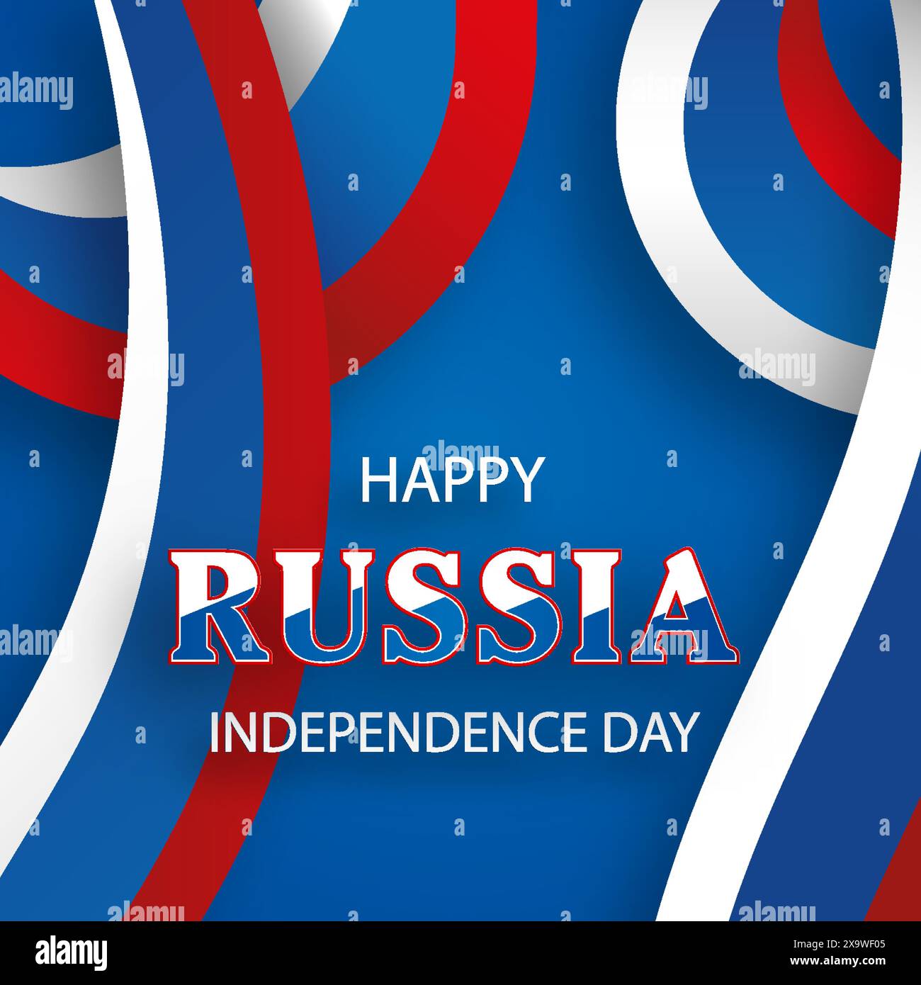 Happy Independence day of Russia card with bleu and red paper cut style ...
