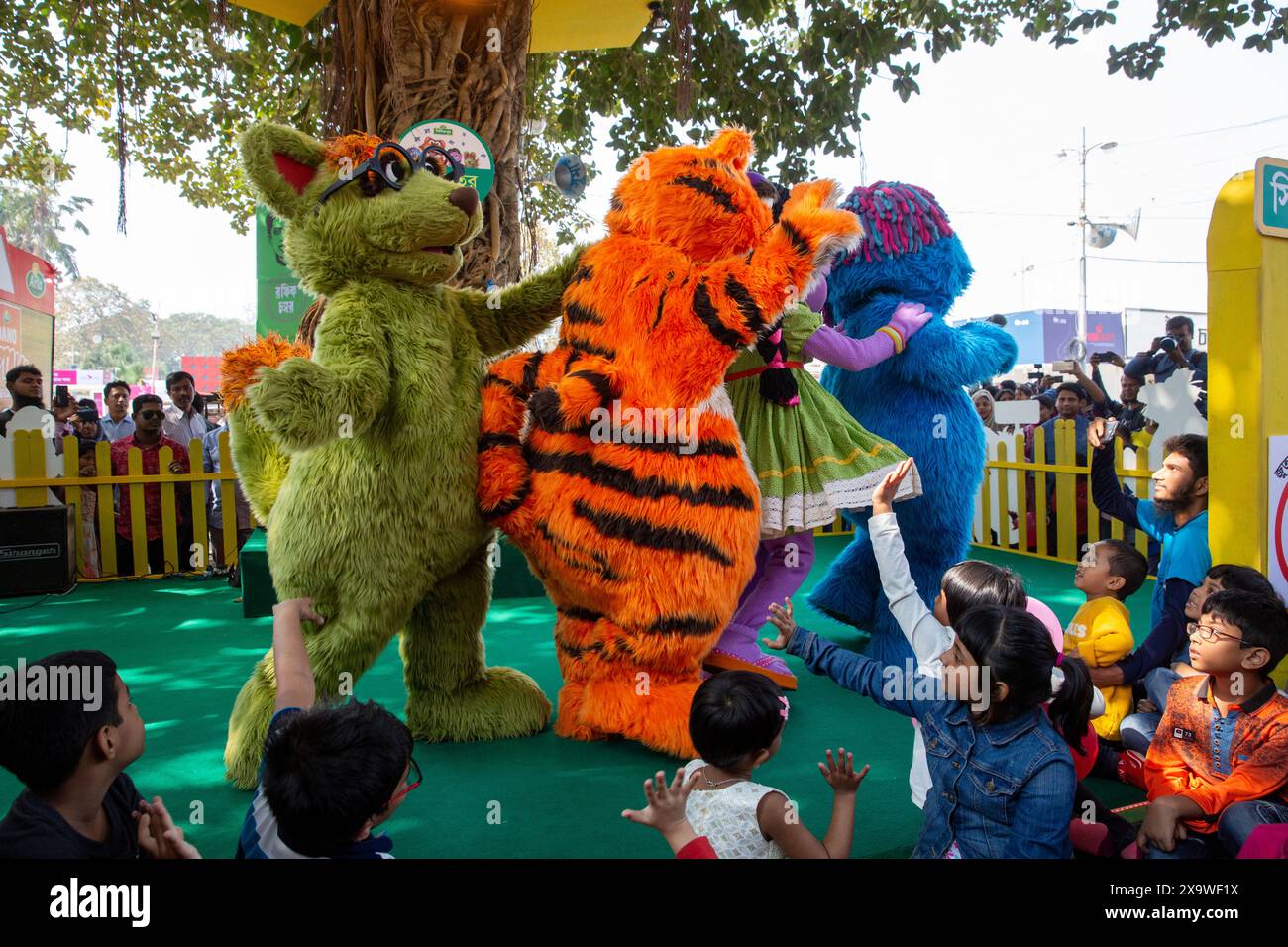Hundreds of cheering children played with Halum, Ikri, Tuktuki and ...