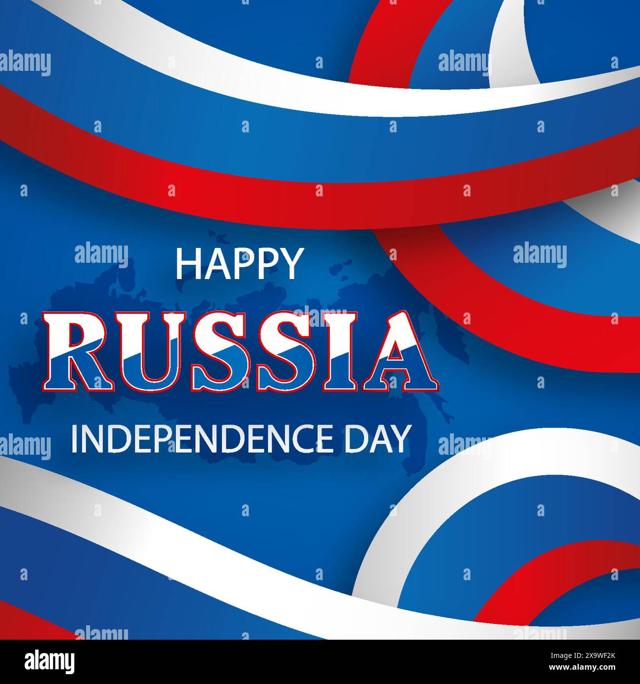Happy Independence day of Russia card with bleu and red paper cut style ...