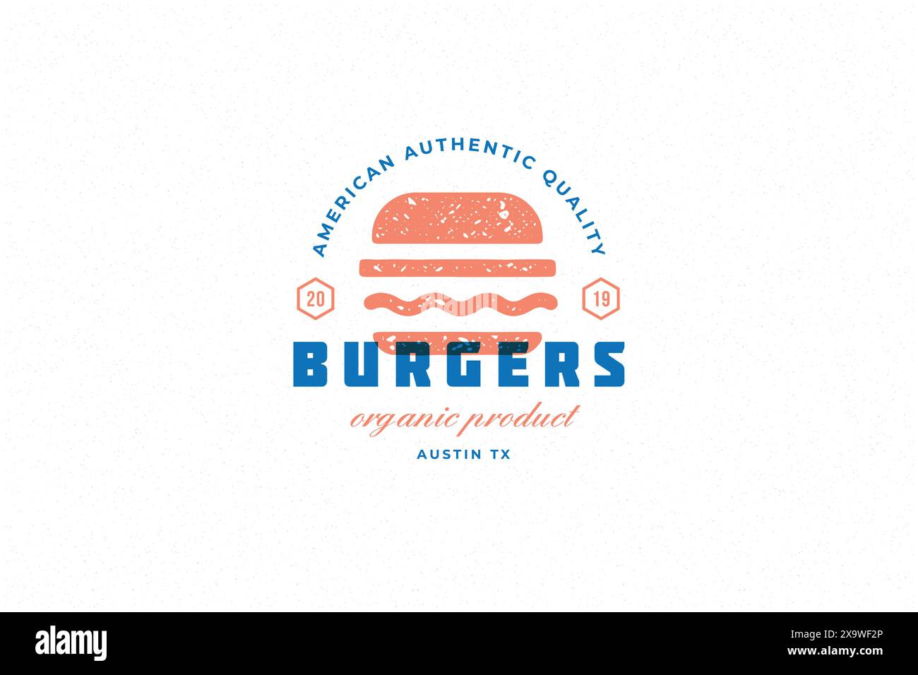 Hand drawn logo burger silhouette and modern vintage typography retro ...